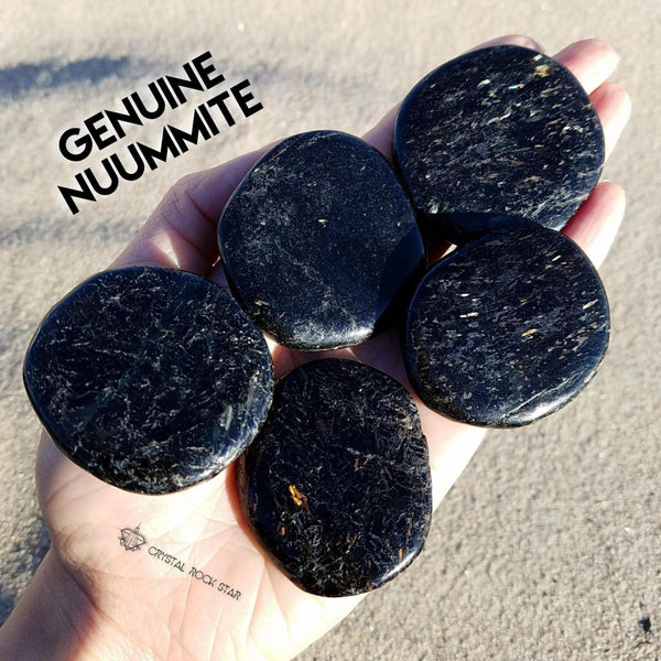Genuine Greenland Nuummite Palm Stone Disc Empath Protection Crystal ...