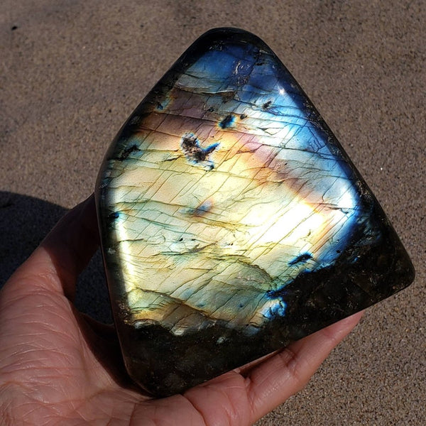 Rainbow Labradorite Large Table Desk Decor Crystal Centerpiece 4.2 ...