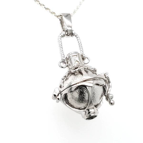 Meteorite Sphere Ball & Moldavite Sterling Silver Cage Locket Pendant ...