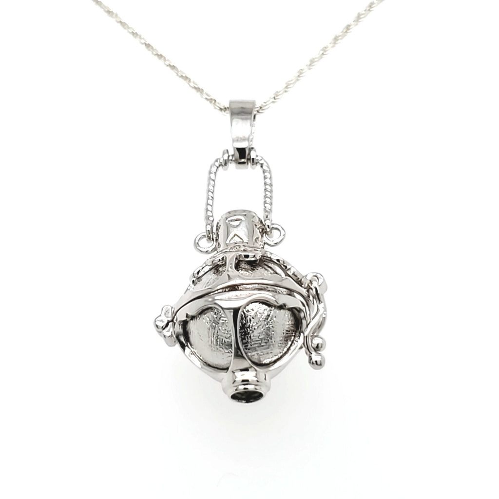 Meteorite Sphere Ball & Moldavite Sterling Silver Cage Locket Pendant ...