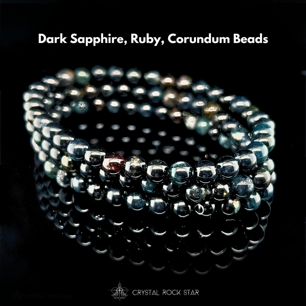 Sapphire Ruby Corundum Bracelet 5.5mm Round Natural Crystal Beads ...